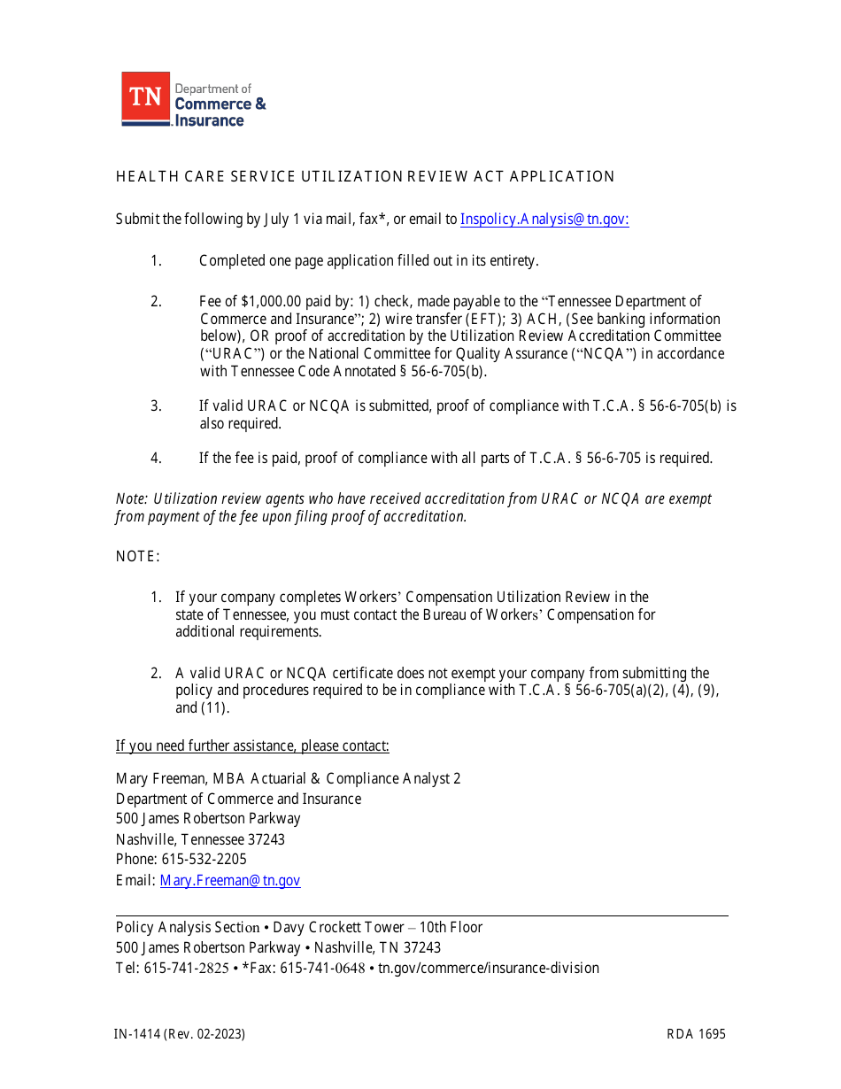 Form IN-1414 Download Printable PDF or Fill Online Health Care Service ... Form IN-1414 Download Printable PDF or Fill Online Health Care Service ...