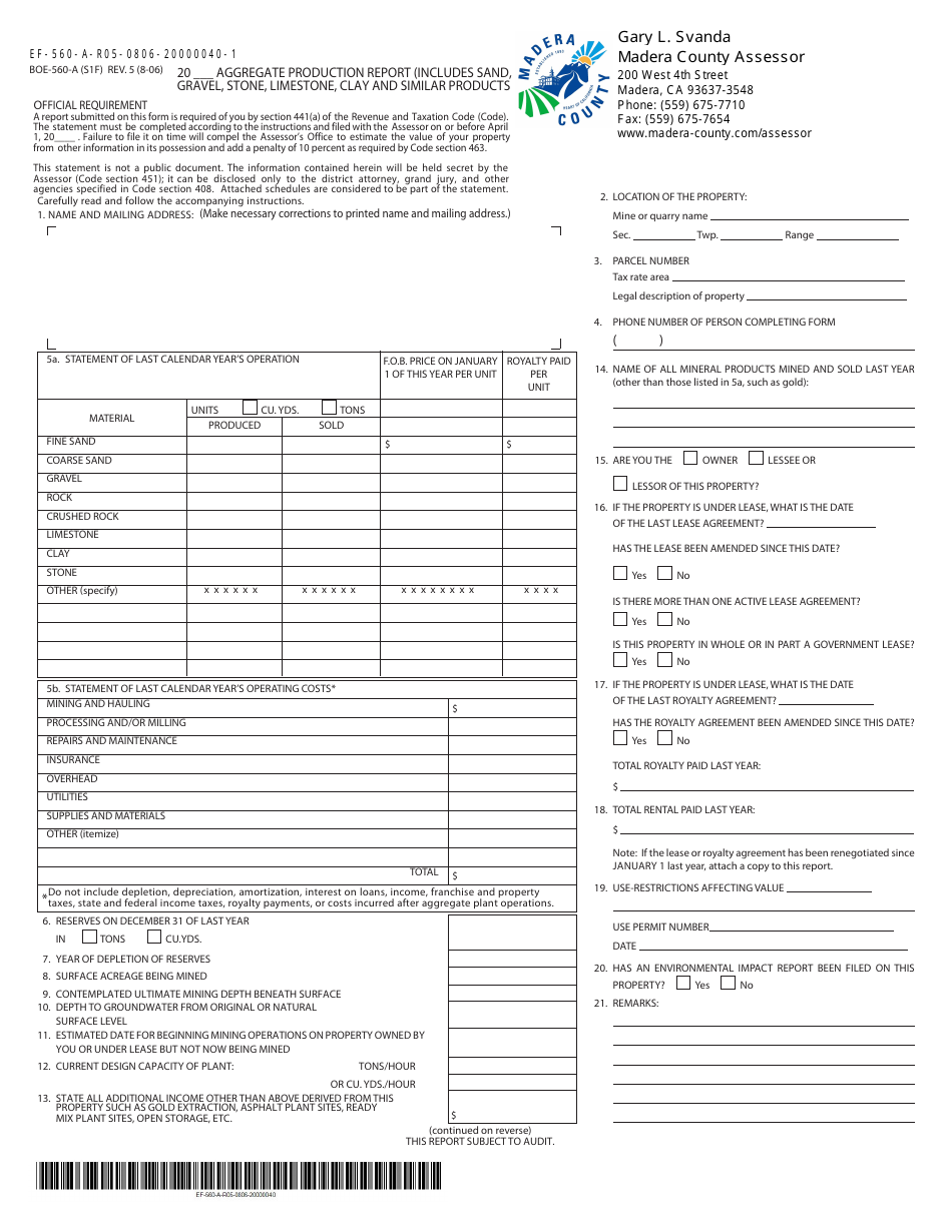 Form BOE-560-A - Fill Out, Sign Online and Download Fillable PDF ...