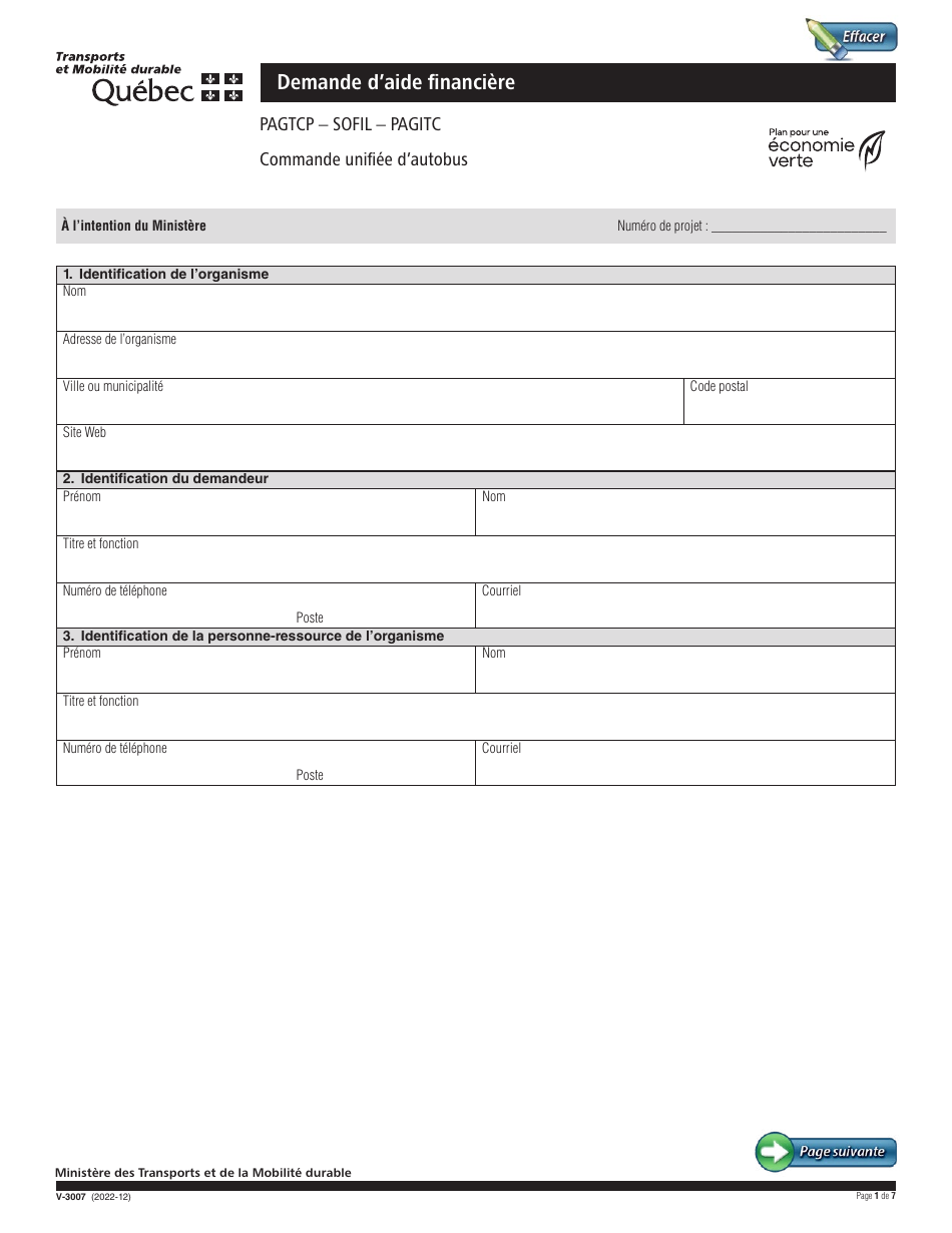 Forme V-3007 Download Fillable PDF or Fill Online Demande D'aide ...