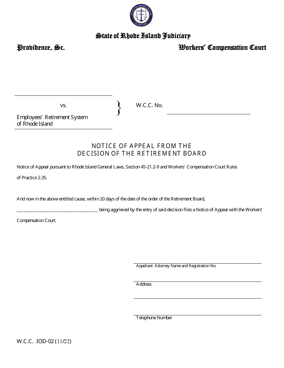 Form W.C.C. IOD-02 - Fill Out, Sign Online and Download Fillable PDF ...
