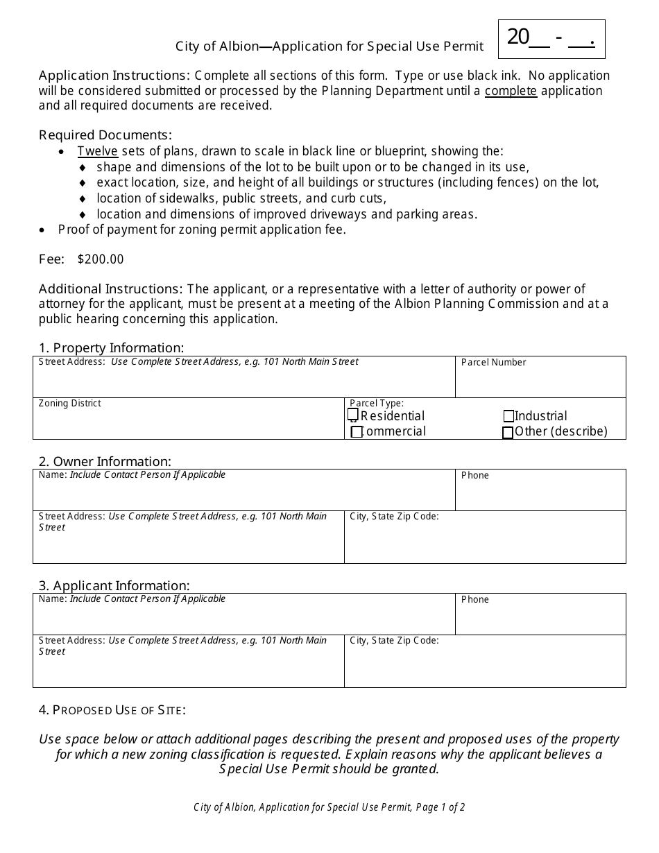 City of Albion, Michigan Application for Special Use Permit - Fill Out ...