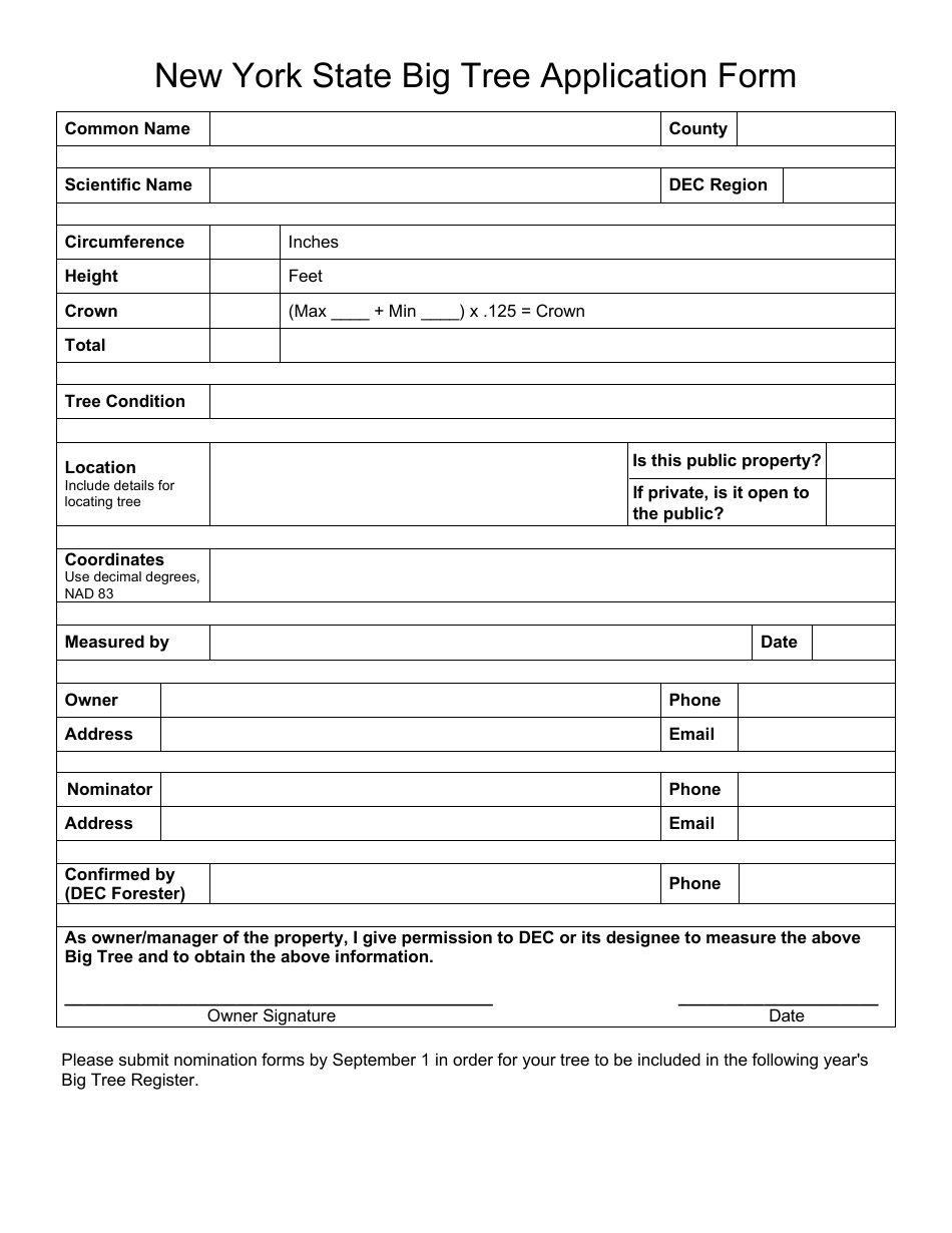 New York New York State Big Tree Application Form - Fill Out, Sign ...
