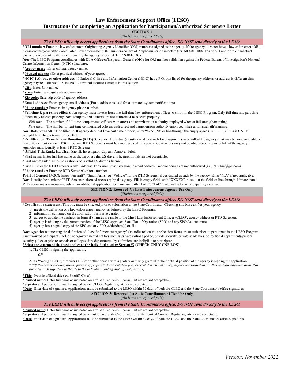 Application for Participation/Authorized Screeners Letter - Fill Out ...