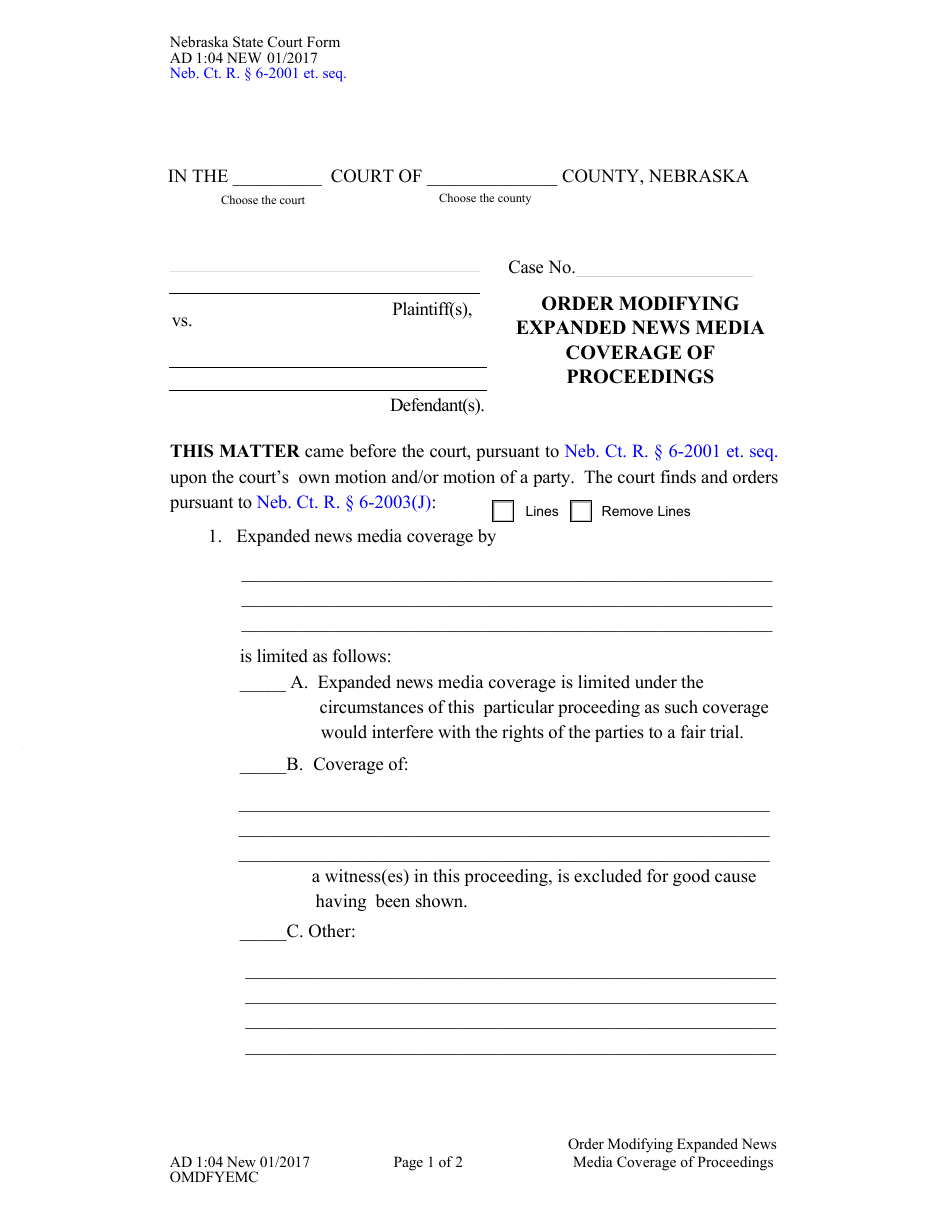 Form AD1:04 - Fill Out, Sign Online and Download Fillable PDF, Nebraska ...
