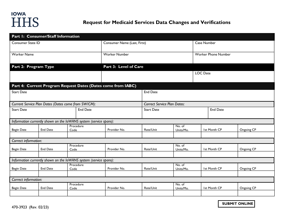 Form 470-3923 Download Fillable PDF or Fill Online Request for Medicaid ...