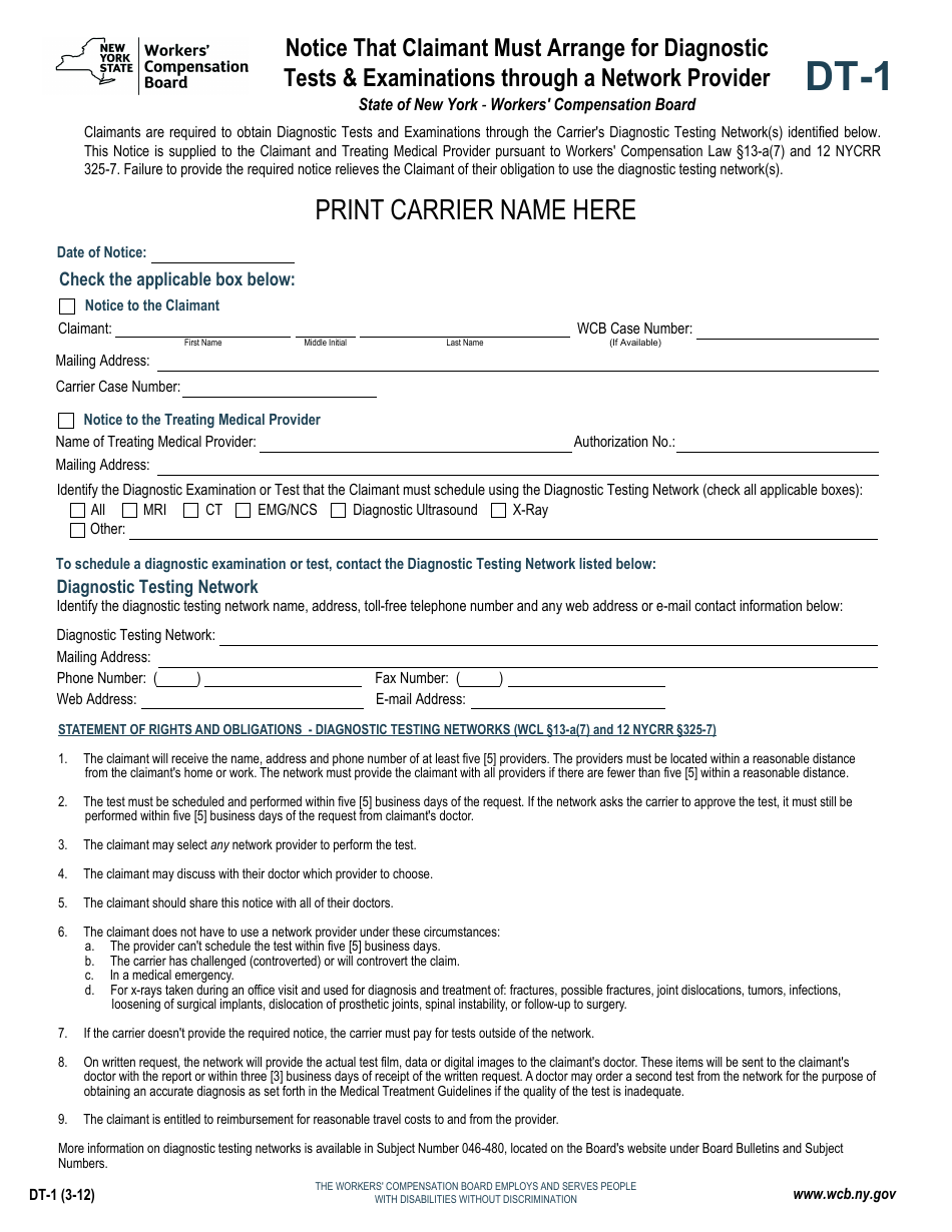 Form DT-1 - Fill Out, Sign Online and Download Fillable PDF, New York ...
