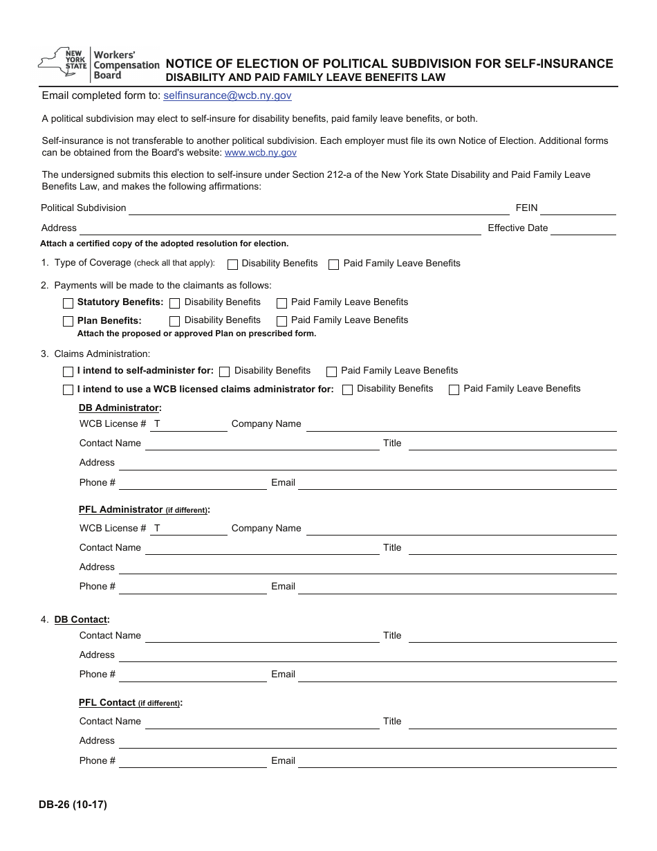Form DB-26 - Fill Out, Sign Online and Download Fillable PDF, New York ...