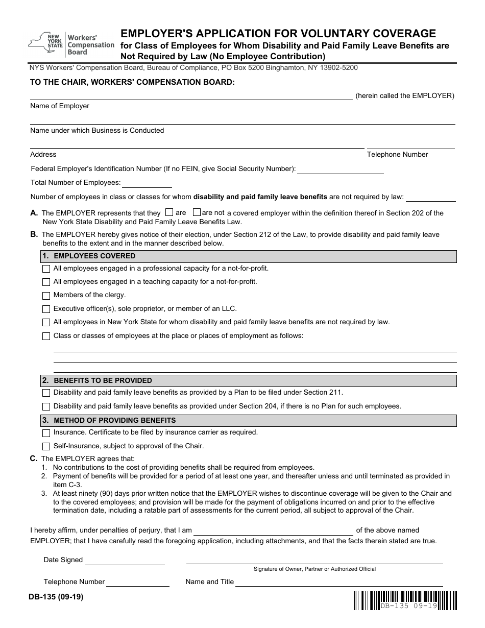 Form DB-135 - Fill Out, Sign Online and Download Fillable PDF, New York ...