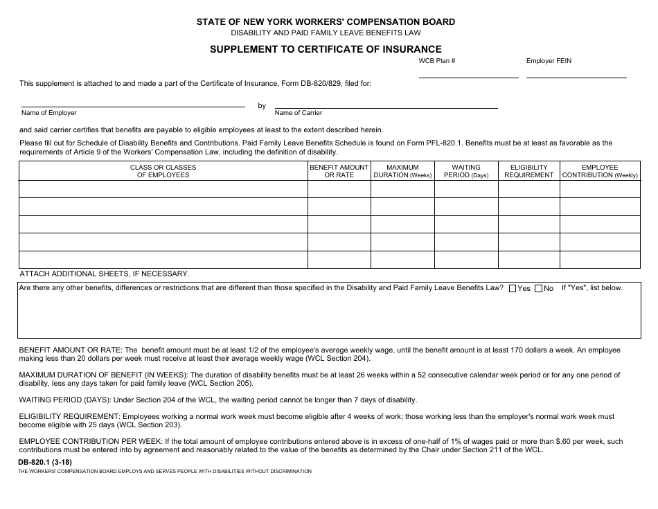 Form DB-820.1 - Fill Out, Sign Online and Download Fillable PDF, New ...