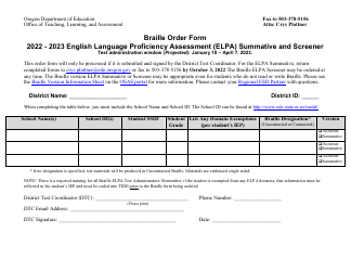 2023 Oregon Braille Order Form - English Language Proficiency ...
