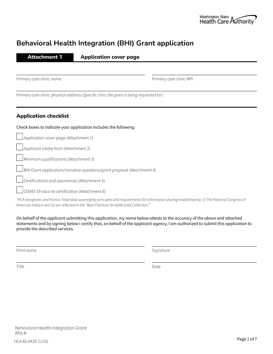 Form HCA82-0420 - Fill Out, Sign Online and Download Fillable PDF ...