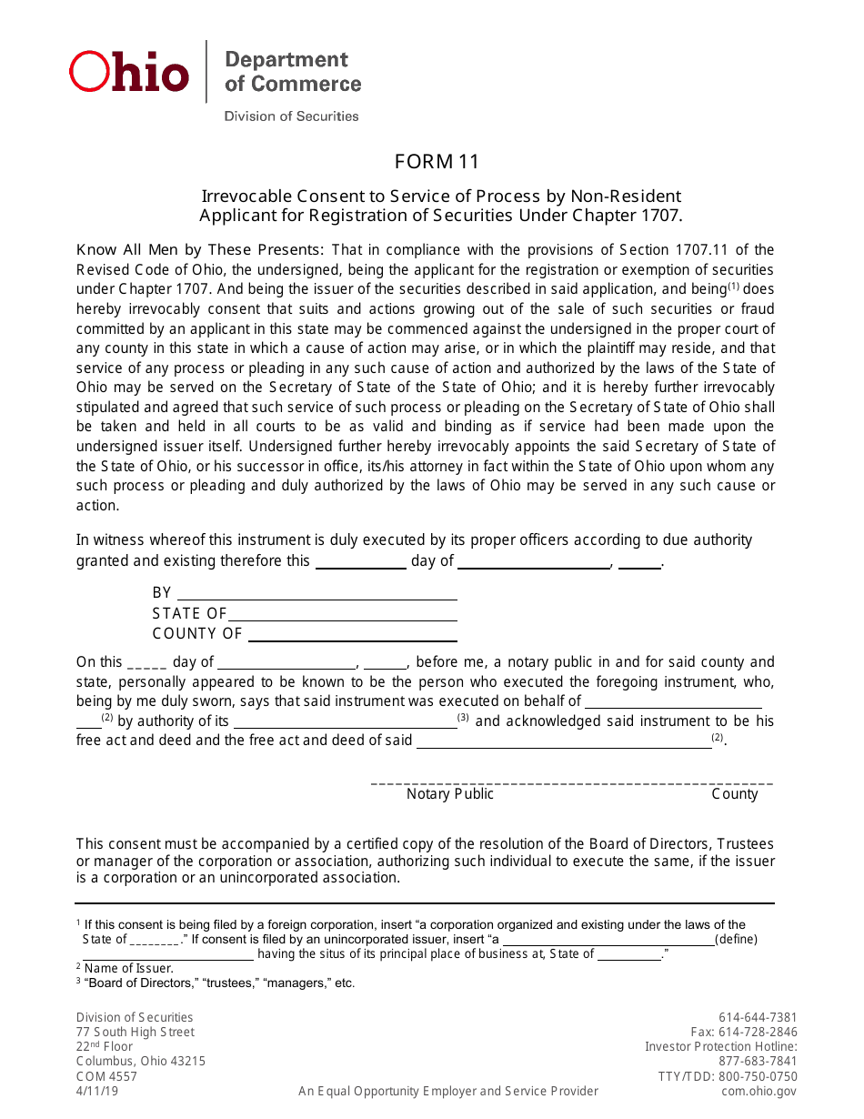 Form 11 (COM4557) - Fill Out, Sign Online and Download Fillable PDF ...