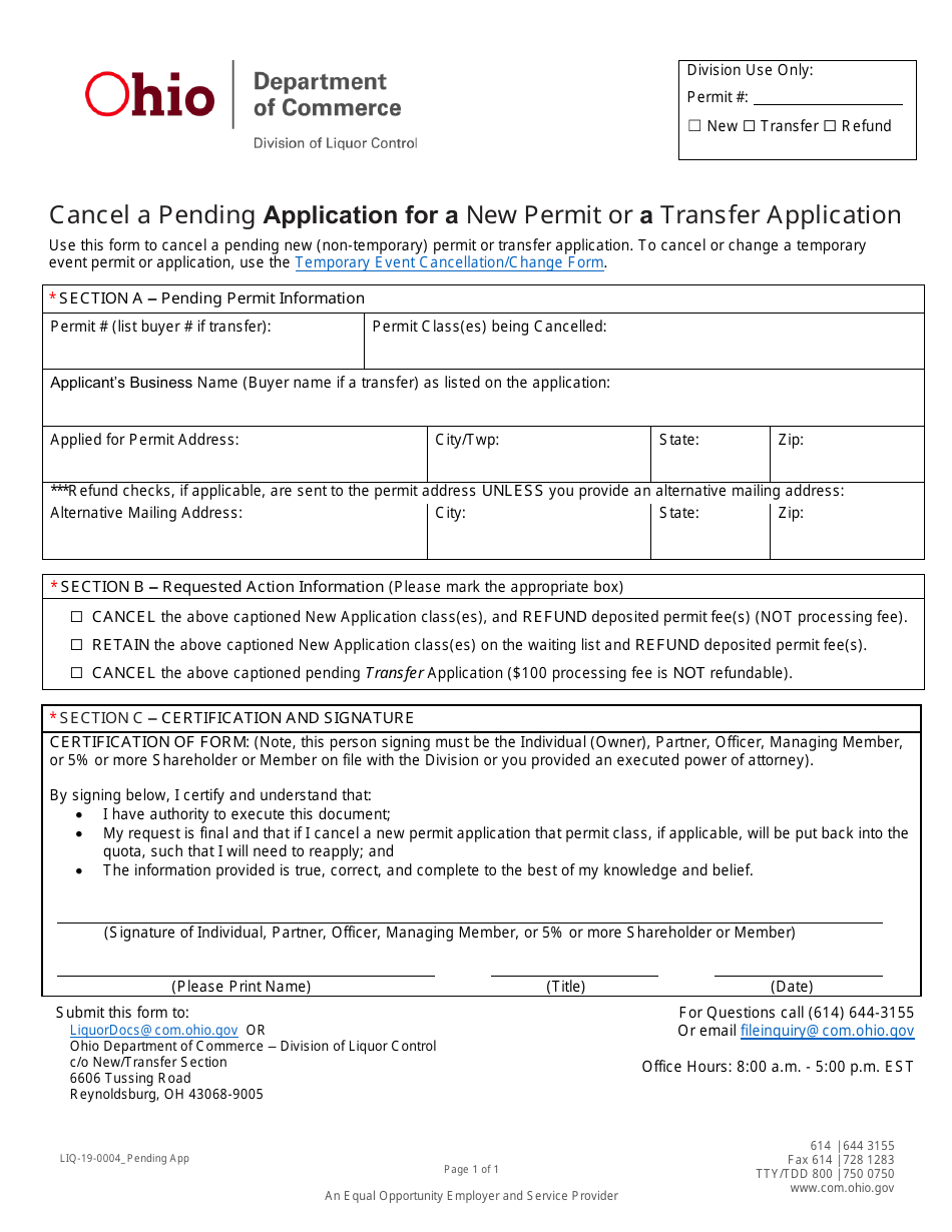 Form LIQ-19-0004 - Fill Out, Sign Online and Download Fillable PDF ...