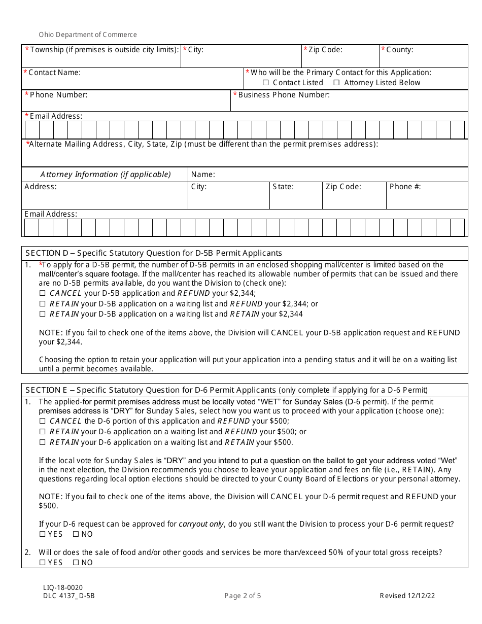 Form DLC4137_D-5B (LIQ-18-0020) - Fill Out, Sign Online and Download ...