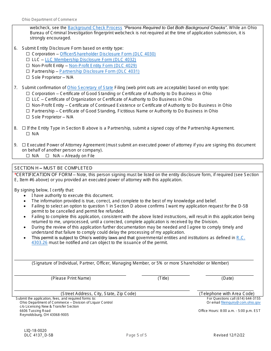 Form DLC4137_D-5B (LIQ-18-0020) - Fill Out, Sign Online and Download ...