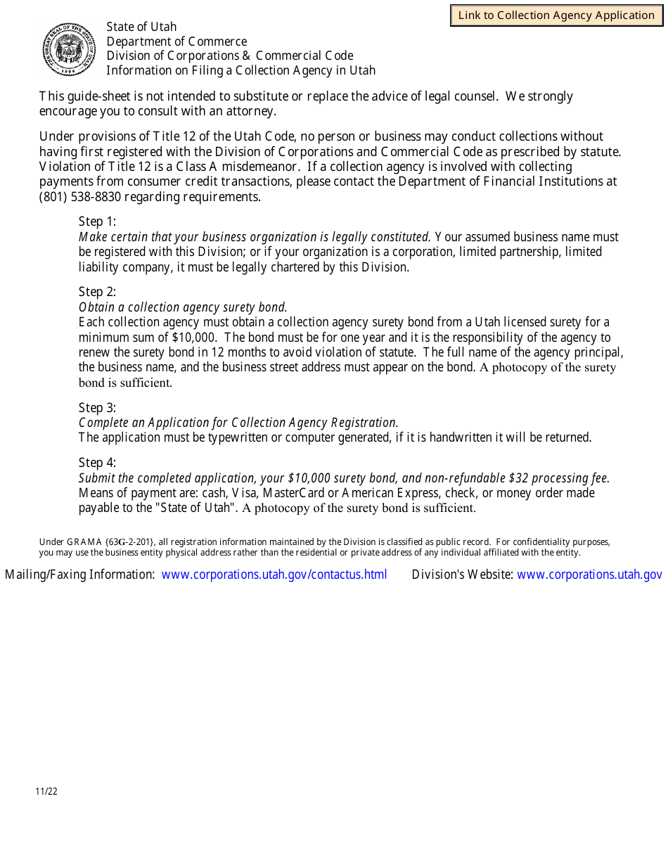 Download Instructions for Collection Agency Application PDF ...