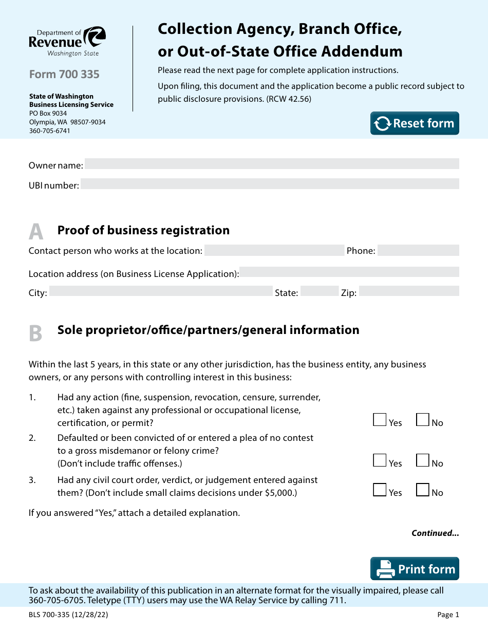 Form BLS700 335 - Fill Out, Sign Online and Download Fillable PDF ...