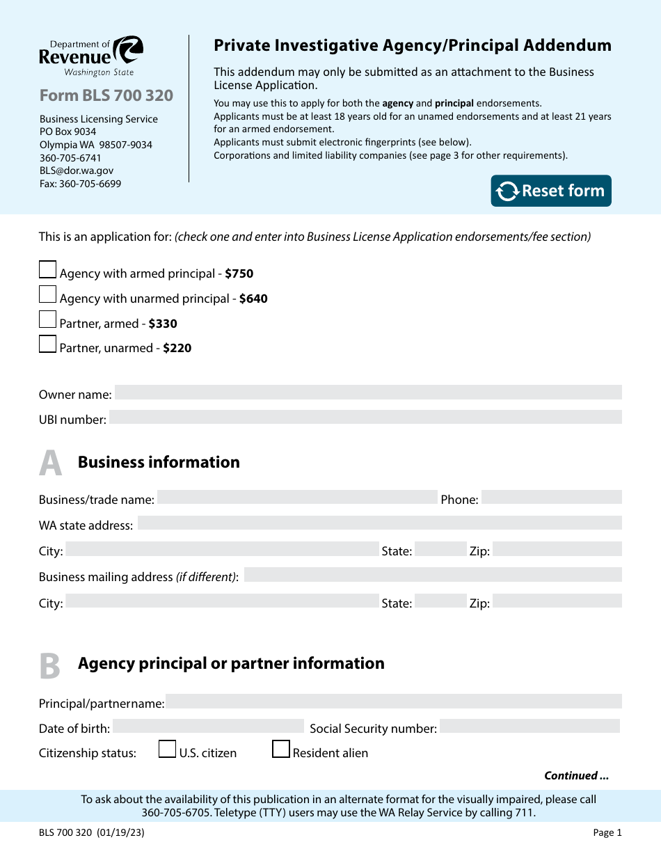Form BLS700 320 Download Fillable PDF or Fill Online Private ...