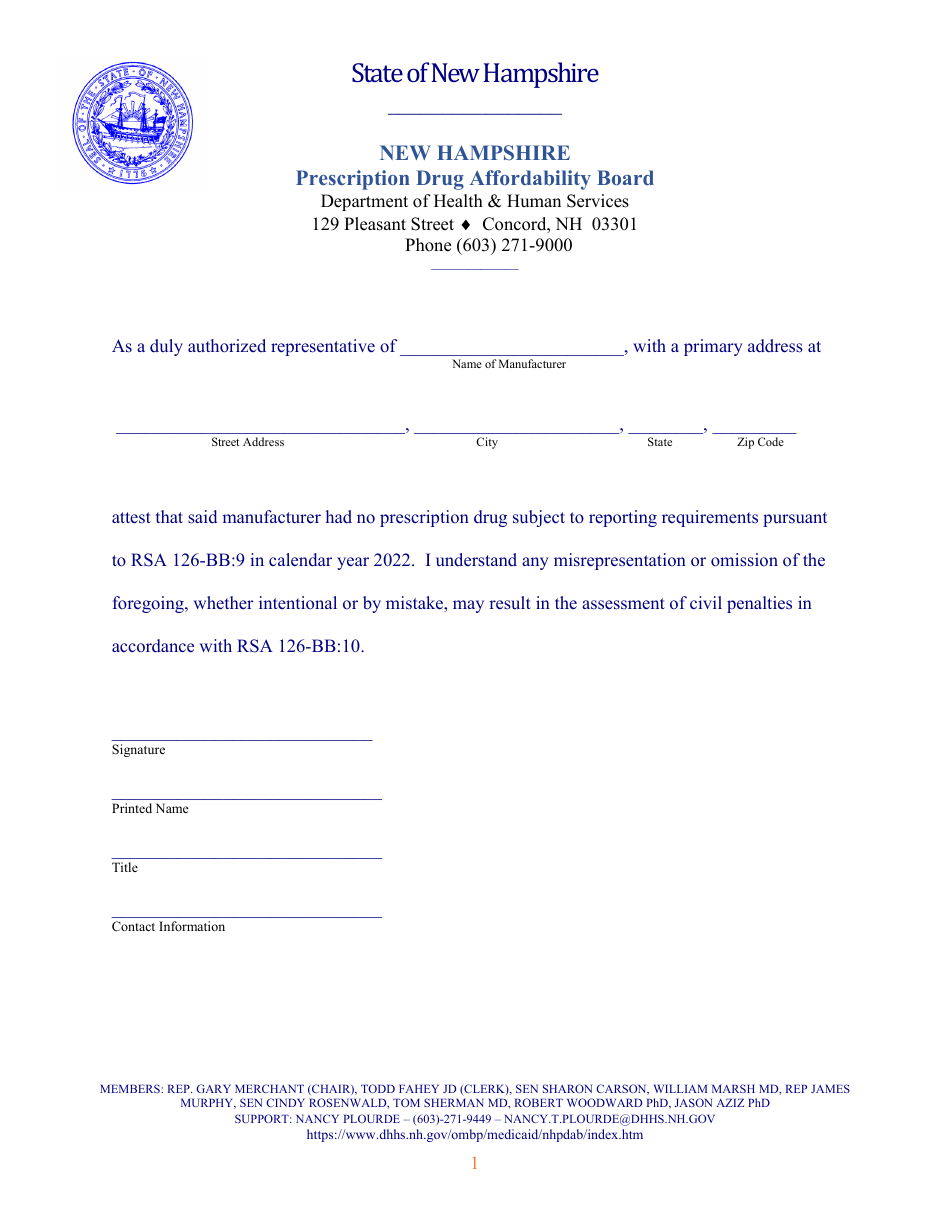 2022 New Hampshire Pdab Reporting Attestation Form - Fill Out, Sign ...