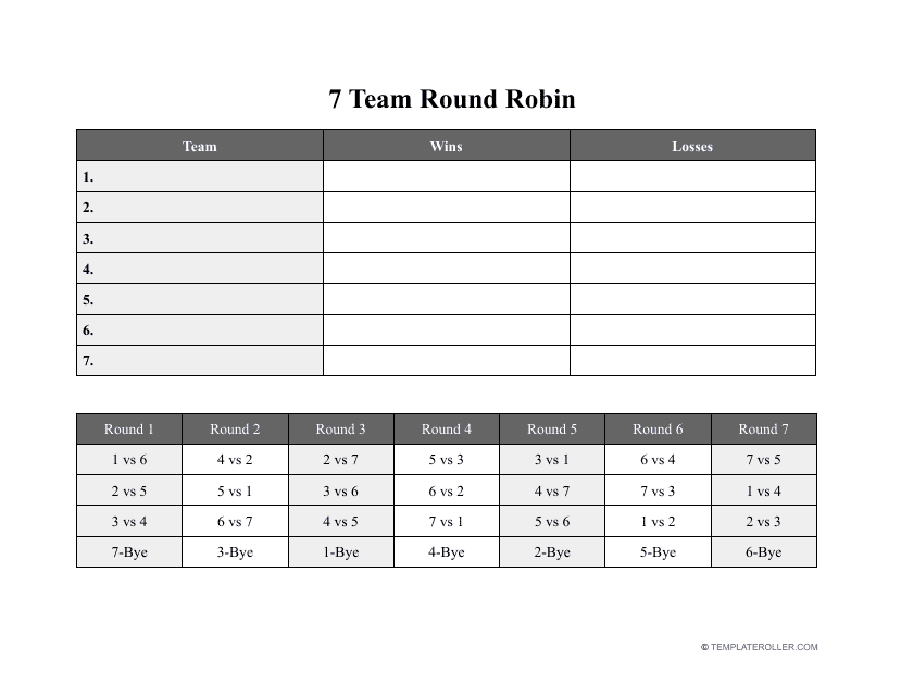 7 Team Round Robin Template Download Printable PDF Templateroller