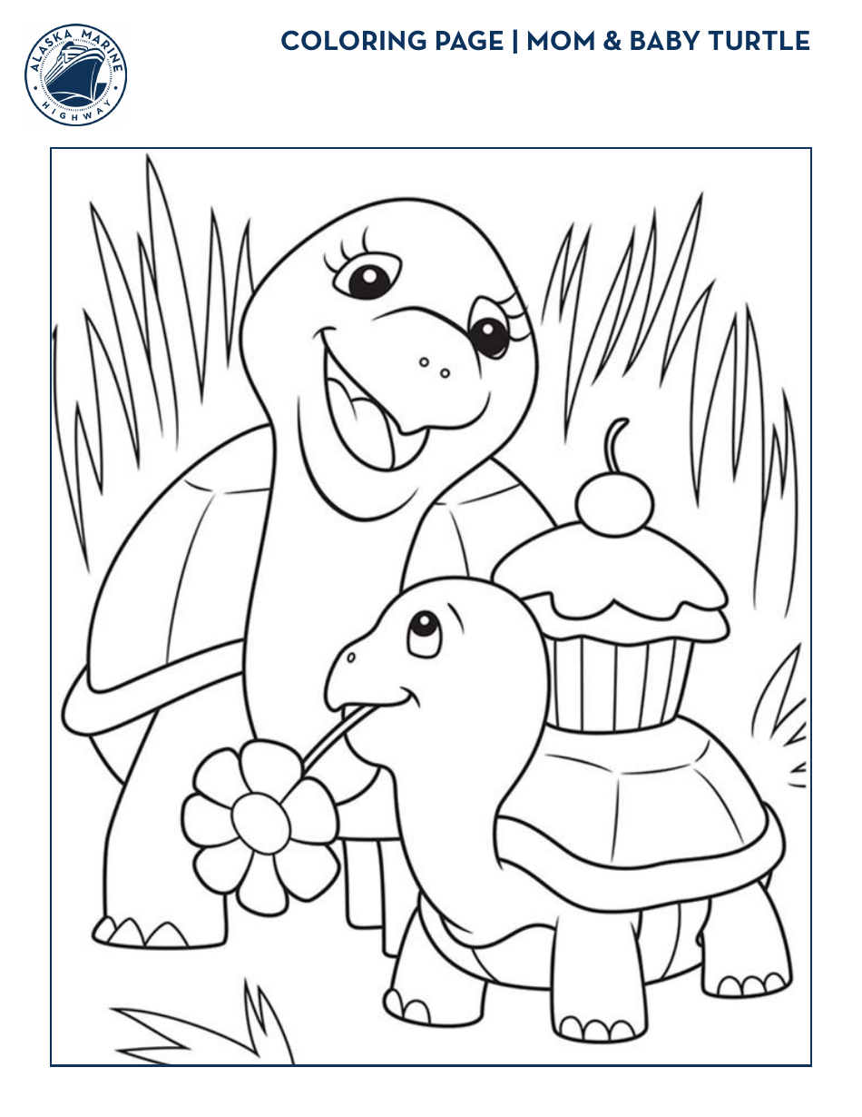Mom & Baby Turtle Coloring Page Download Printable PDF | Templateroller