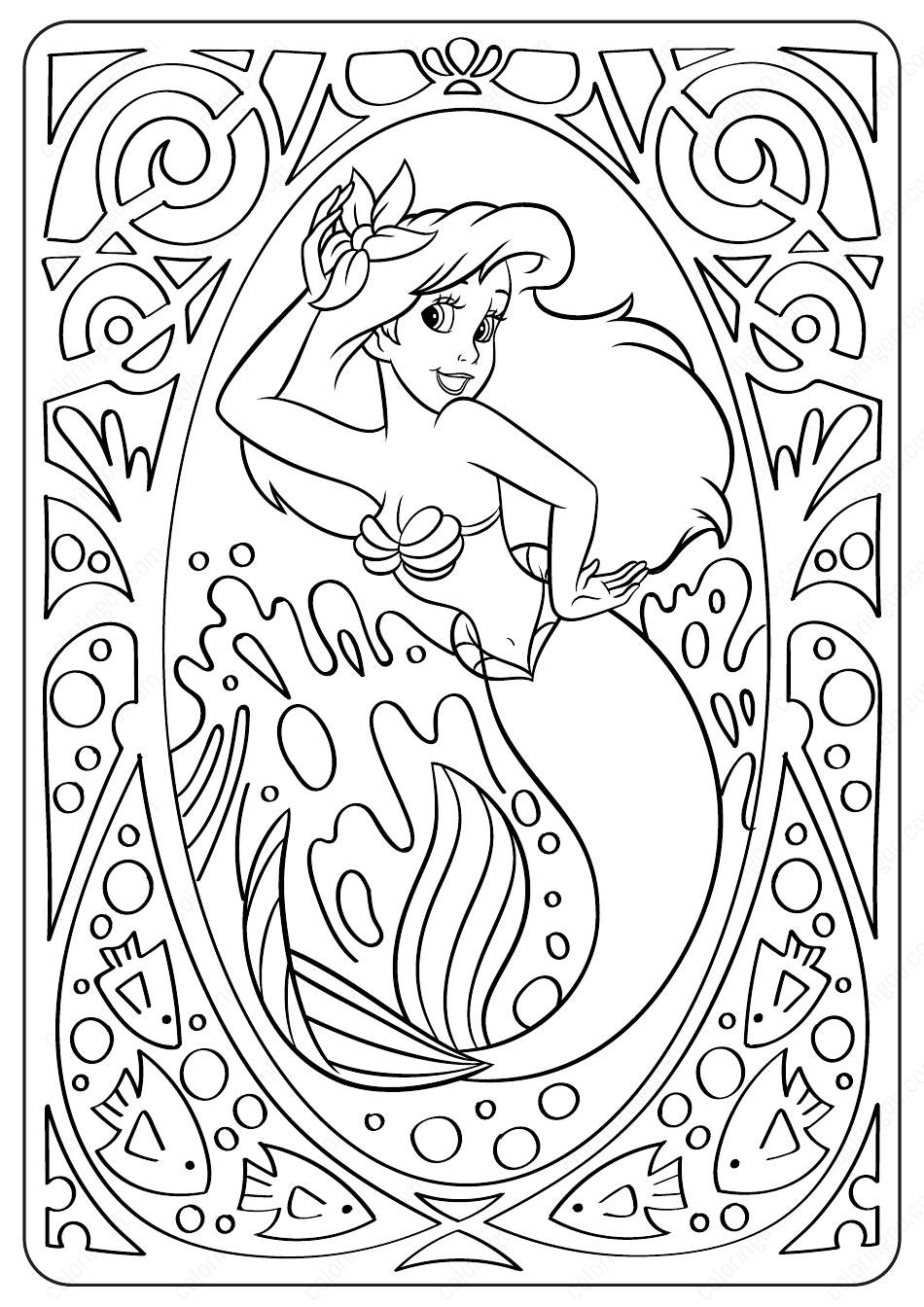 Disney Ariel Coloring Page Download Printable PDF | Templateroller