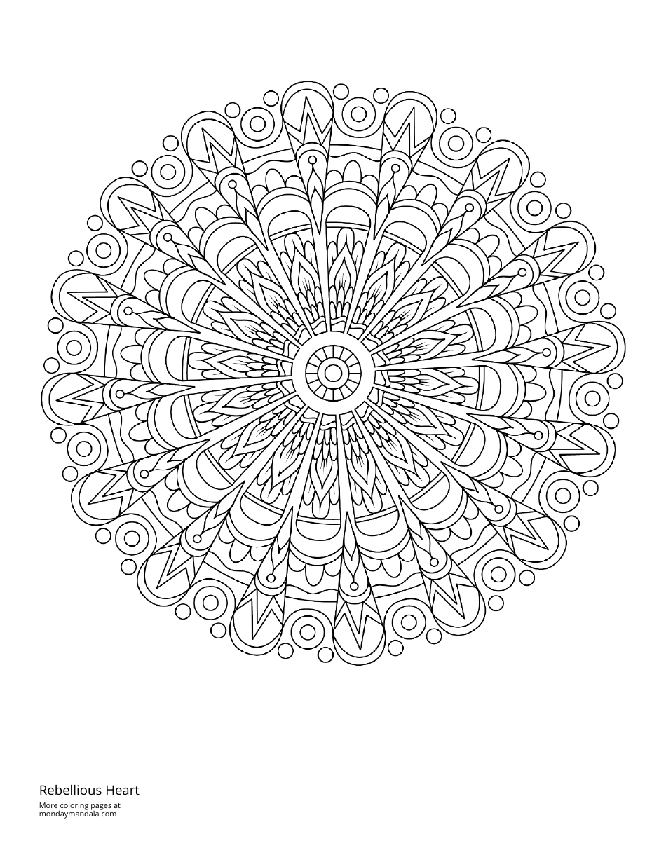 Rebellious Heart Mandala Coloring Sheet Download Printable PDF ...