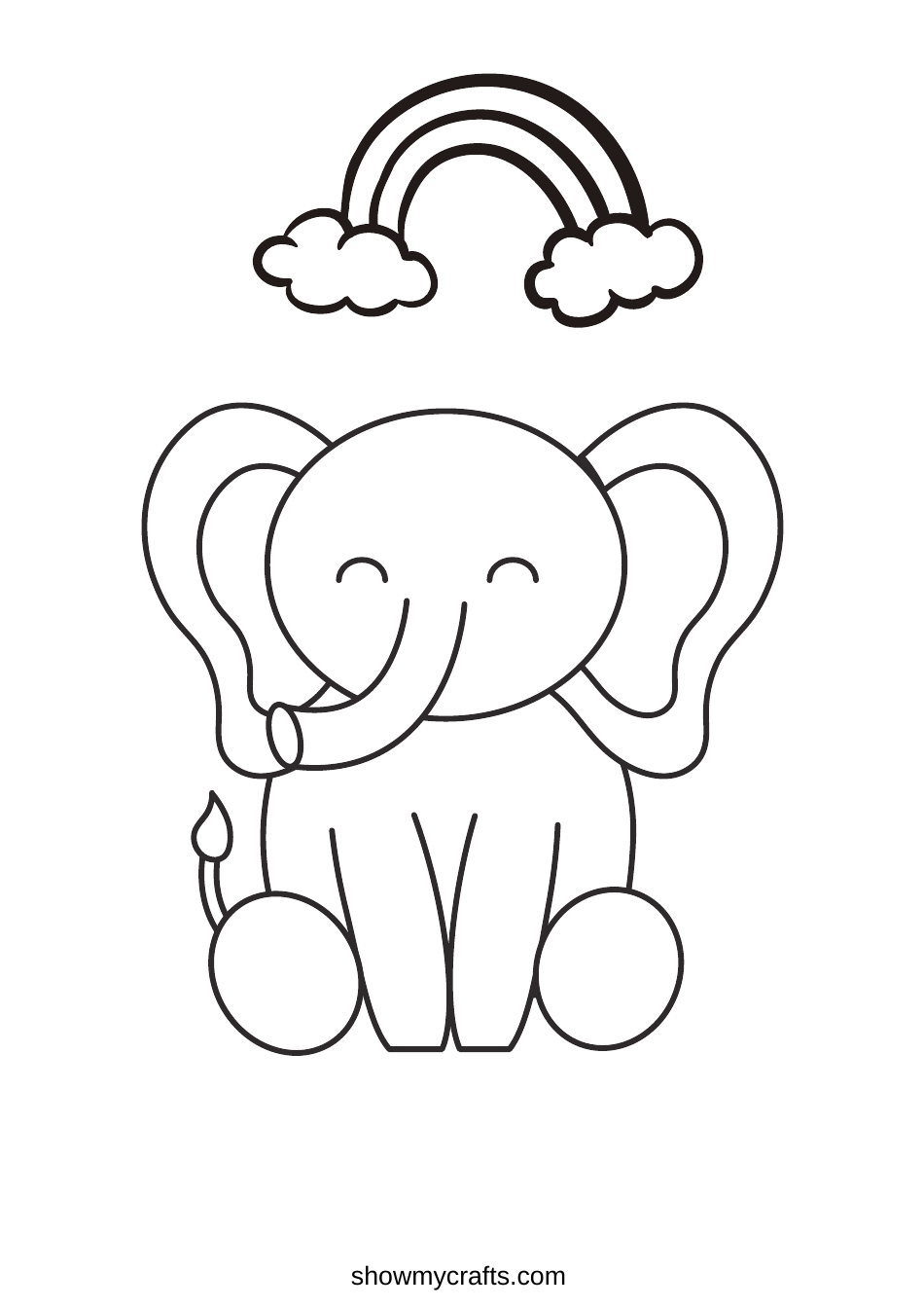 Rainbow Elephant Coloring Page Download Printable PDF | Templateroller
