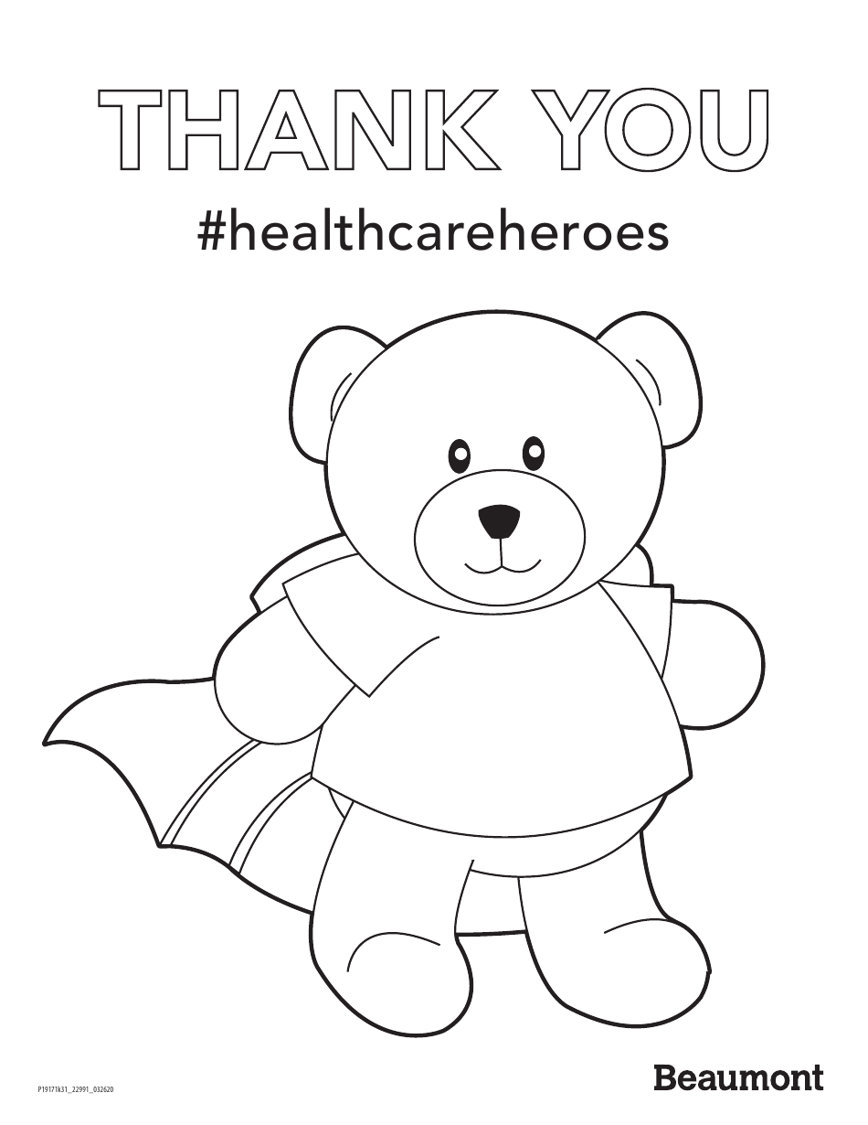 Healthcare Workers Appreciation Coloring Page - Teddy Bear Download ...