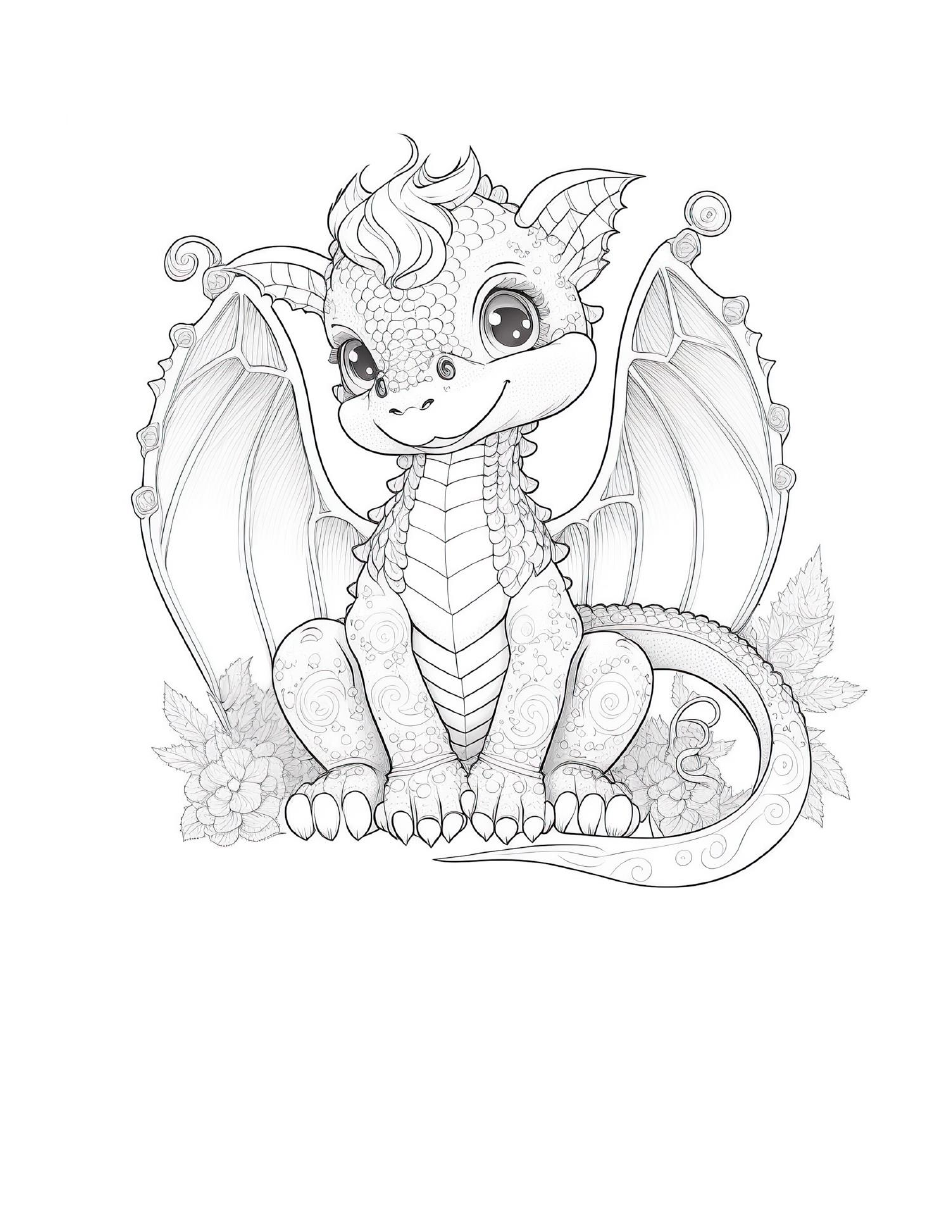 Cute Dragon Coloring Page Download Printable PDF | Templateroller