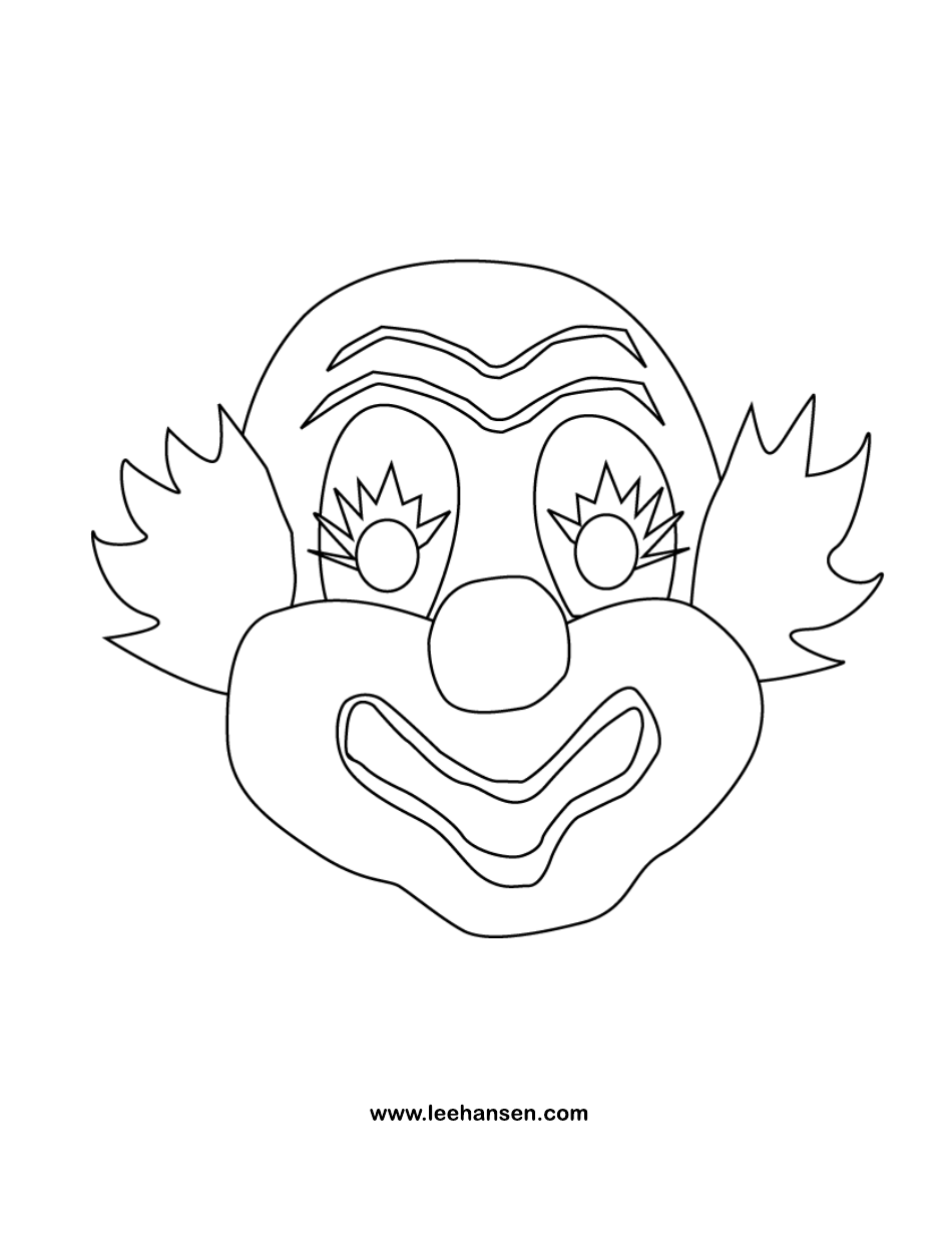 Clown Face Mask Coloring Page Download Printable PDF | Templateroller