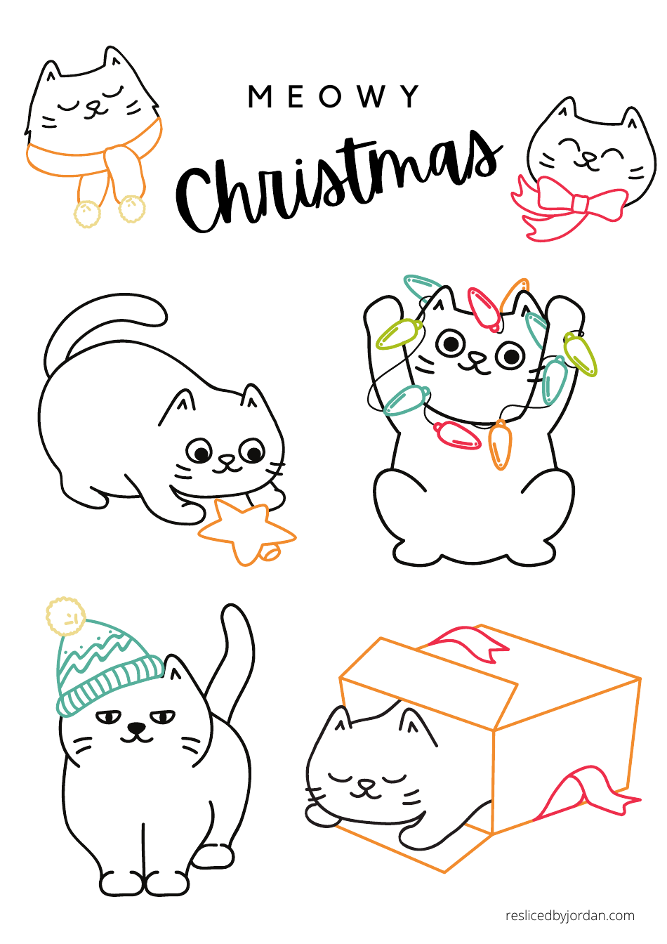 Meowy Christmas Coloring Page Download Printable PDF | Templateroller