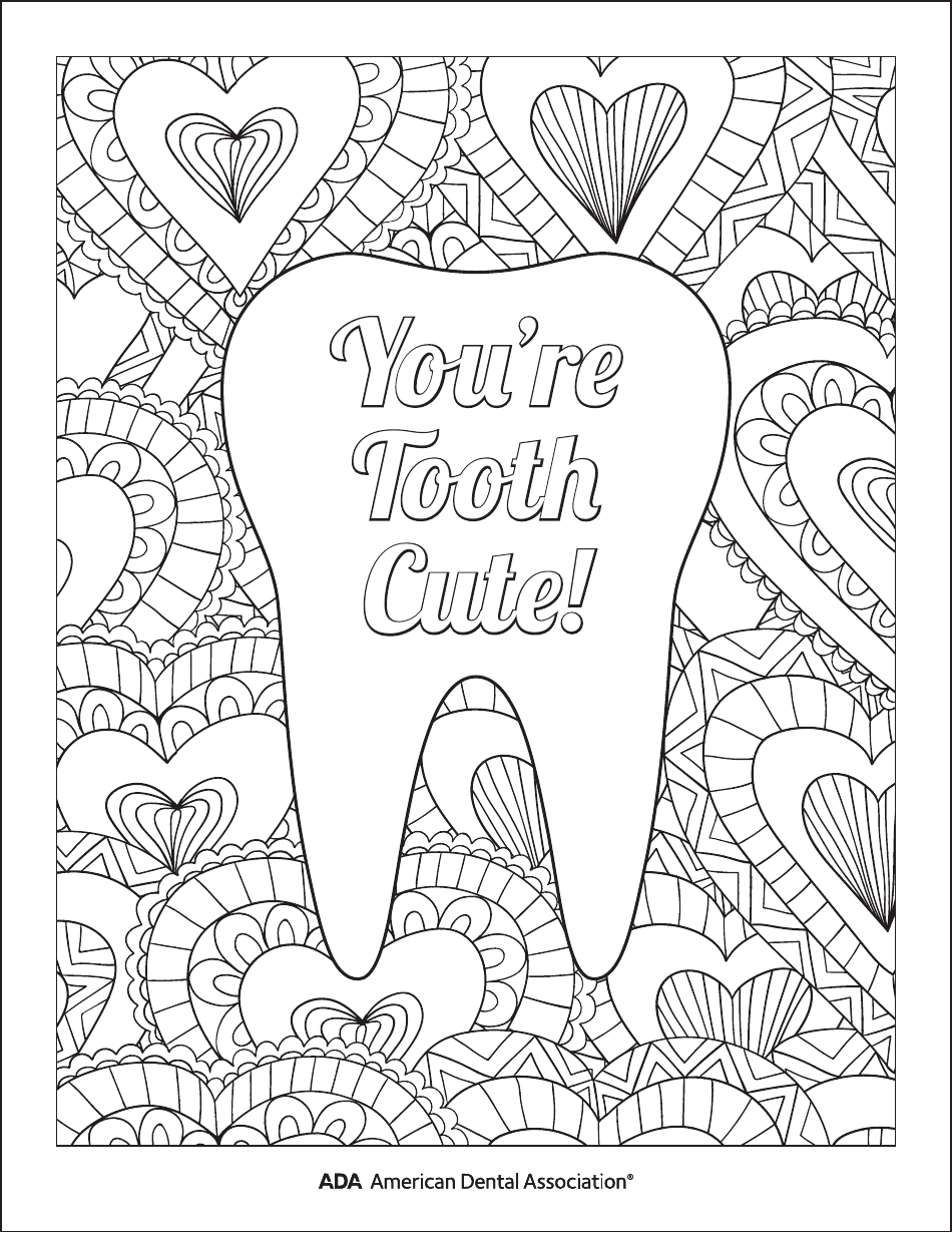 Valentine's Day Coloring Page - Tooth Download Printable PDF ...