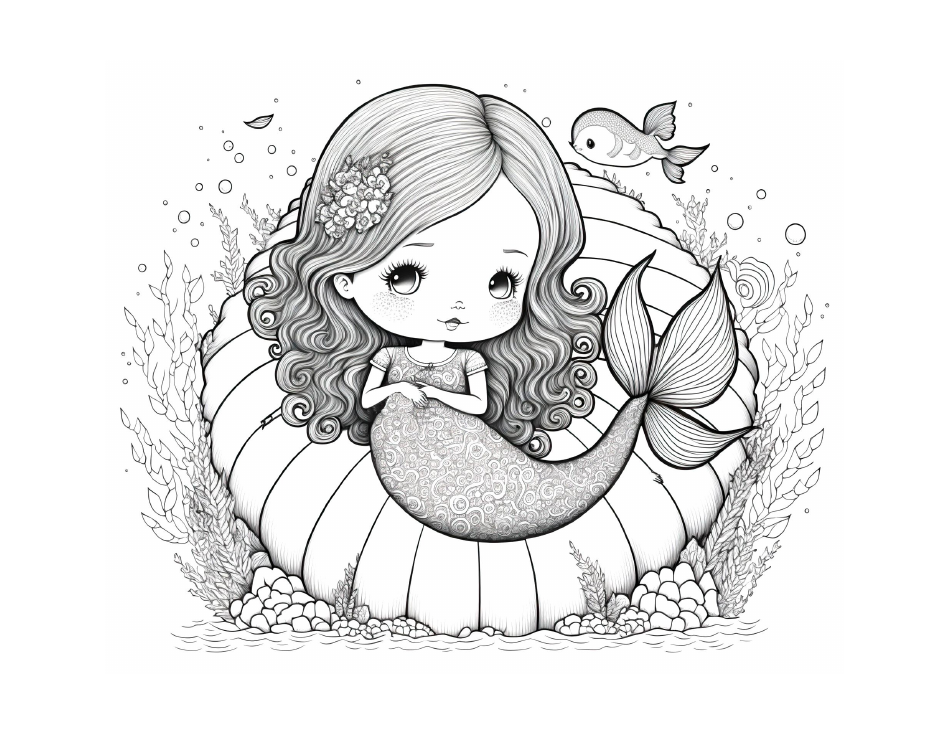 Little Mermaid Girl Coloring Page Download Printable PDF | Templateroller