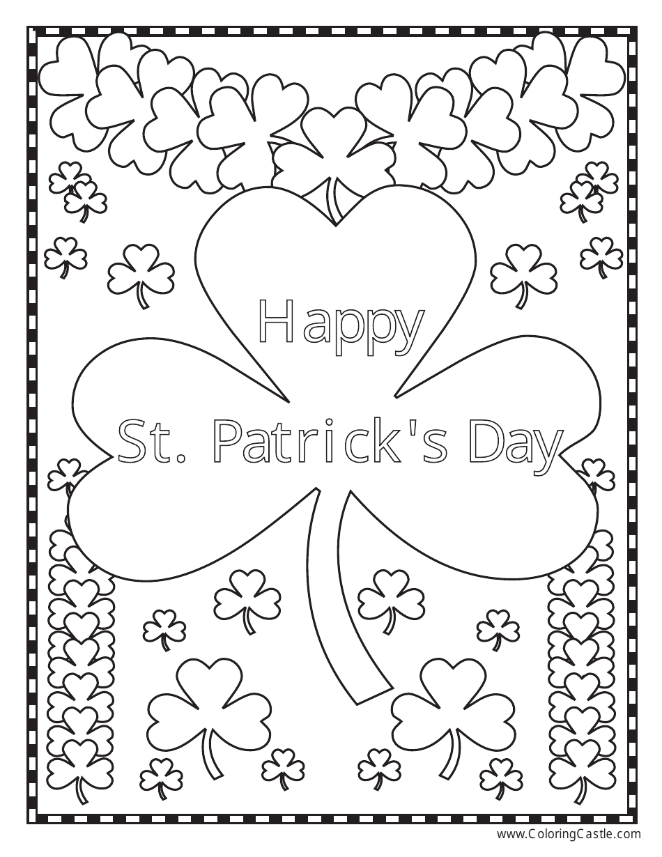 Happy St. Patrick's Day Coloring Page - Shamrock Download Printable PDF ...
