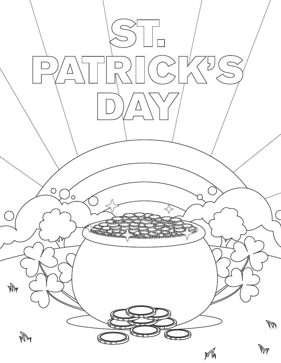 St. Patrick's Day Coloring Sheet - Pot of Gold Download Printable PDF ...