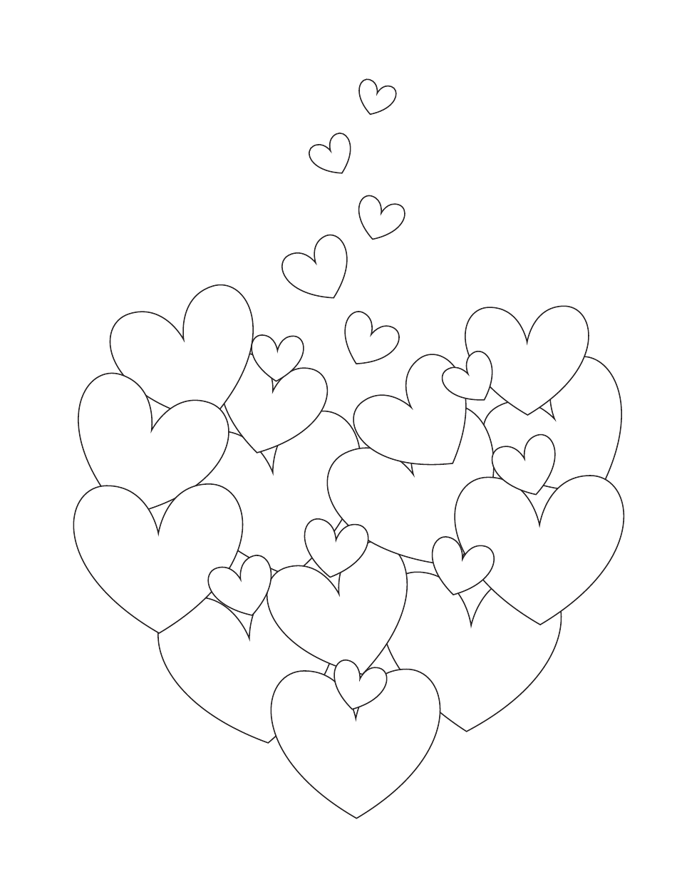 Many Hearts Coloring Page Download Printable PDF | Templateroller
