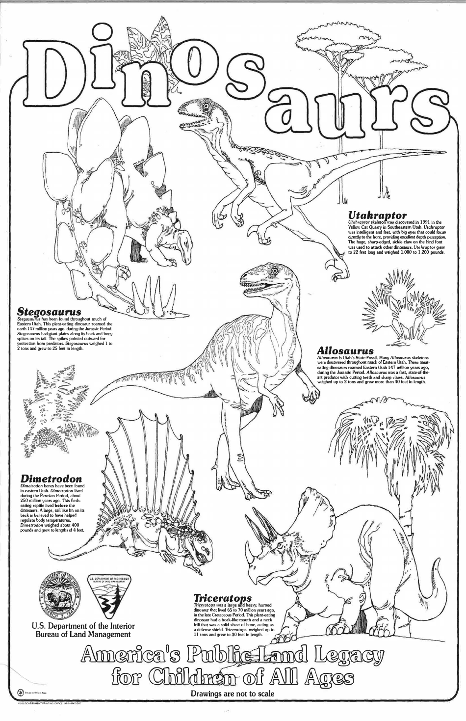 Dinosaurs of America Coloring Page Download Printable PDF | Templateroller