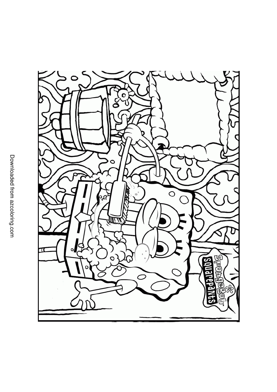 Spongebob Squarepants Coloring Page - Brushing Teeth Download Printable ...
