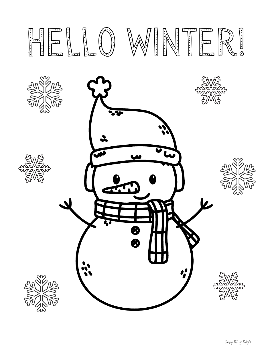 Hello Winter Coloring Page Download Printable PDF | Templateroller