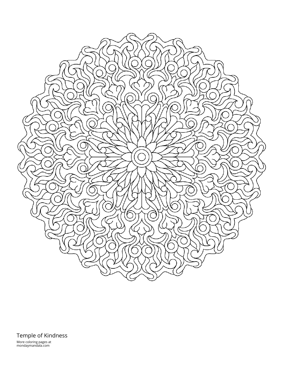 Temple of Kindness Mandala Coloring Page Download Printable PDF ...