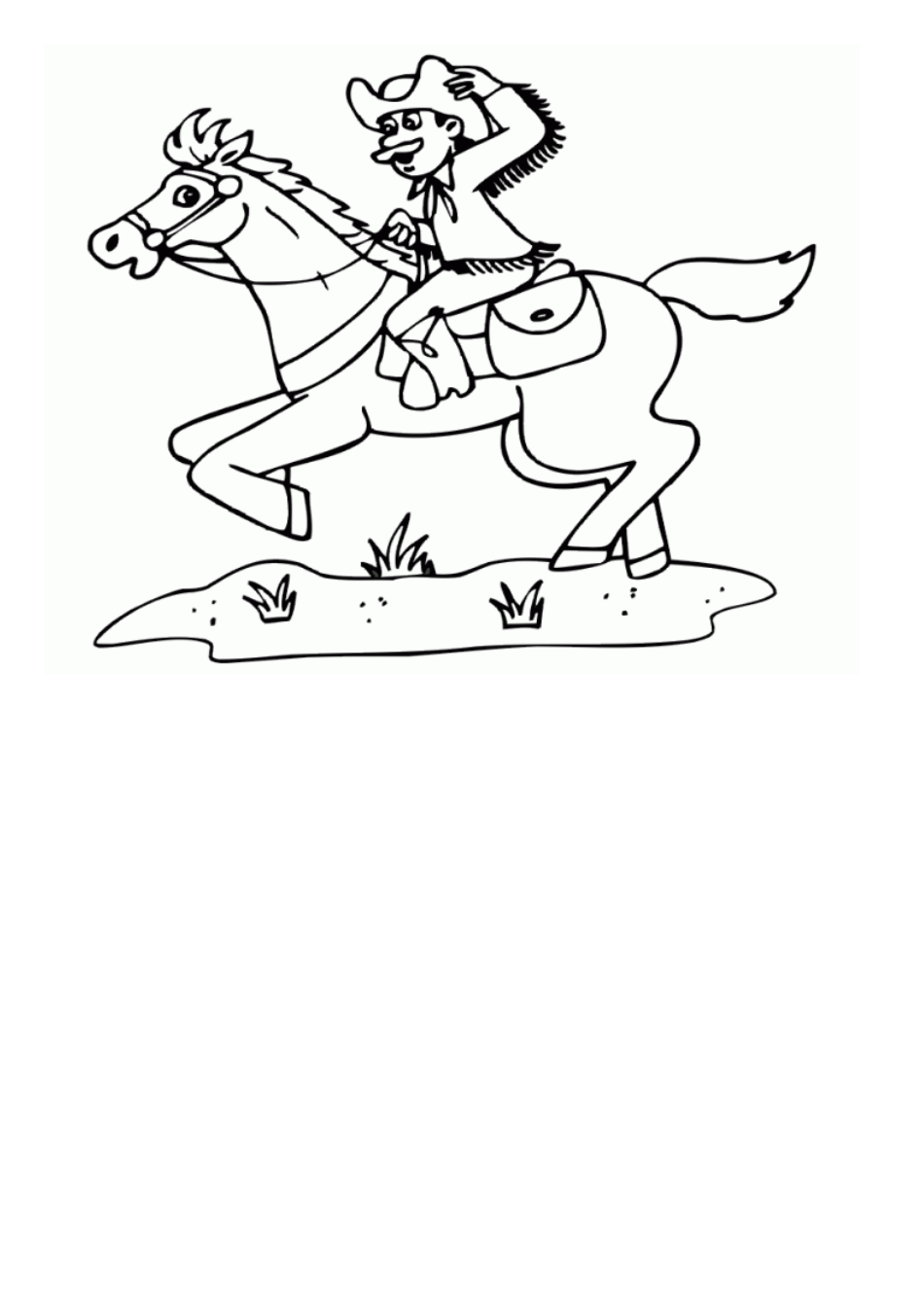 Cowboy Riding Horse Coloring Page Download Printable PDF | Templateroller