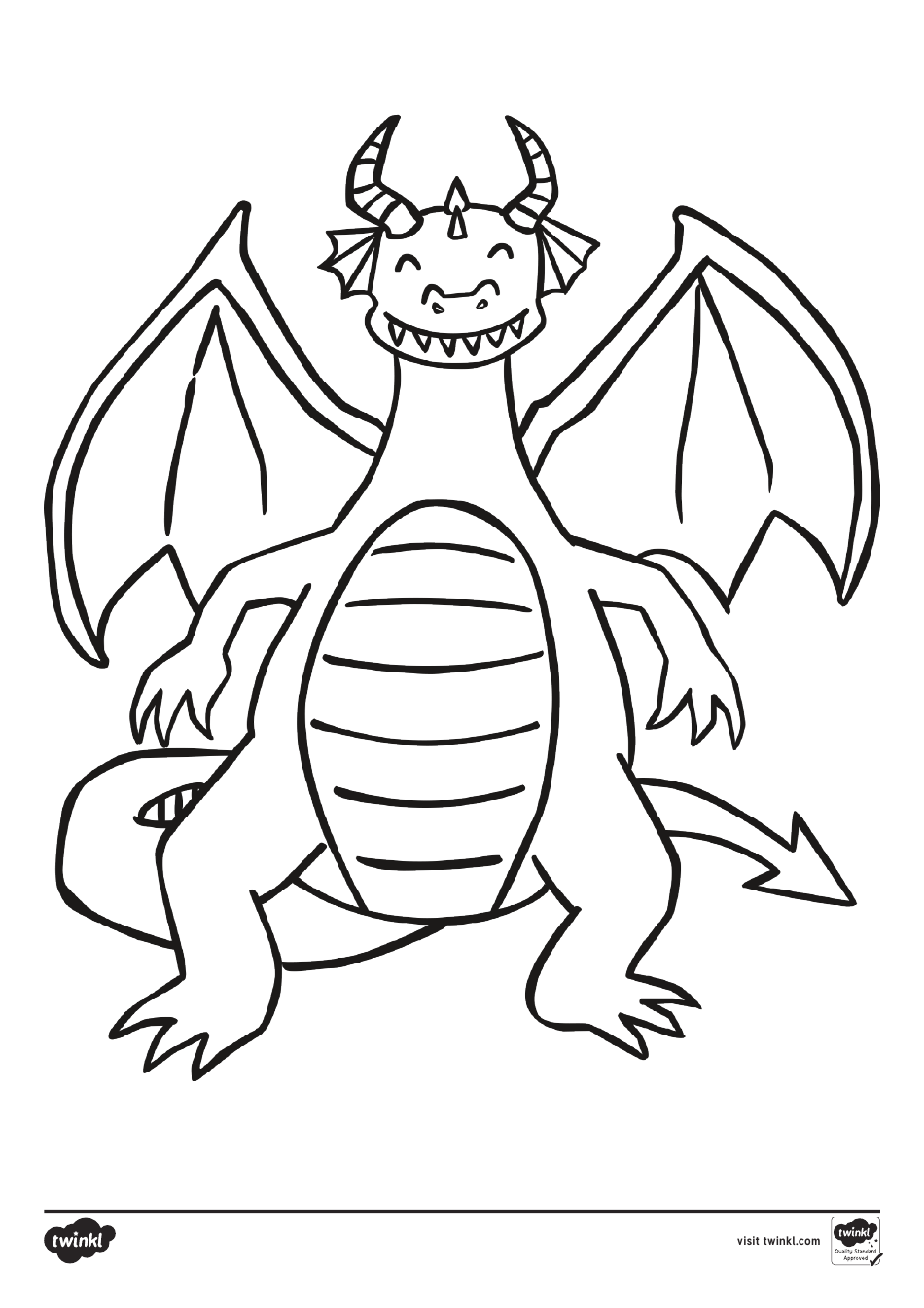 Happy Dragon Coloring Page Download Printable PDF | Templateroller