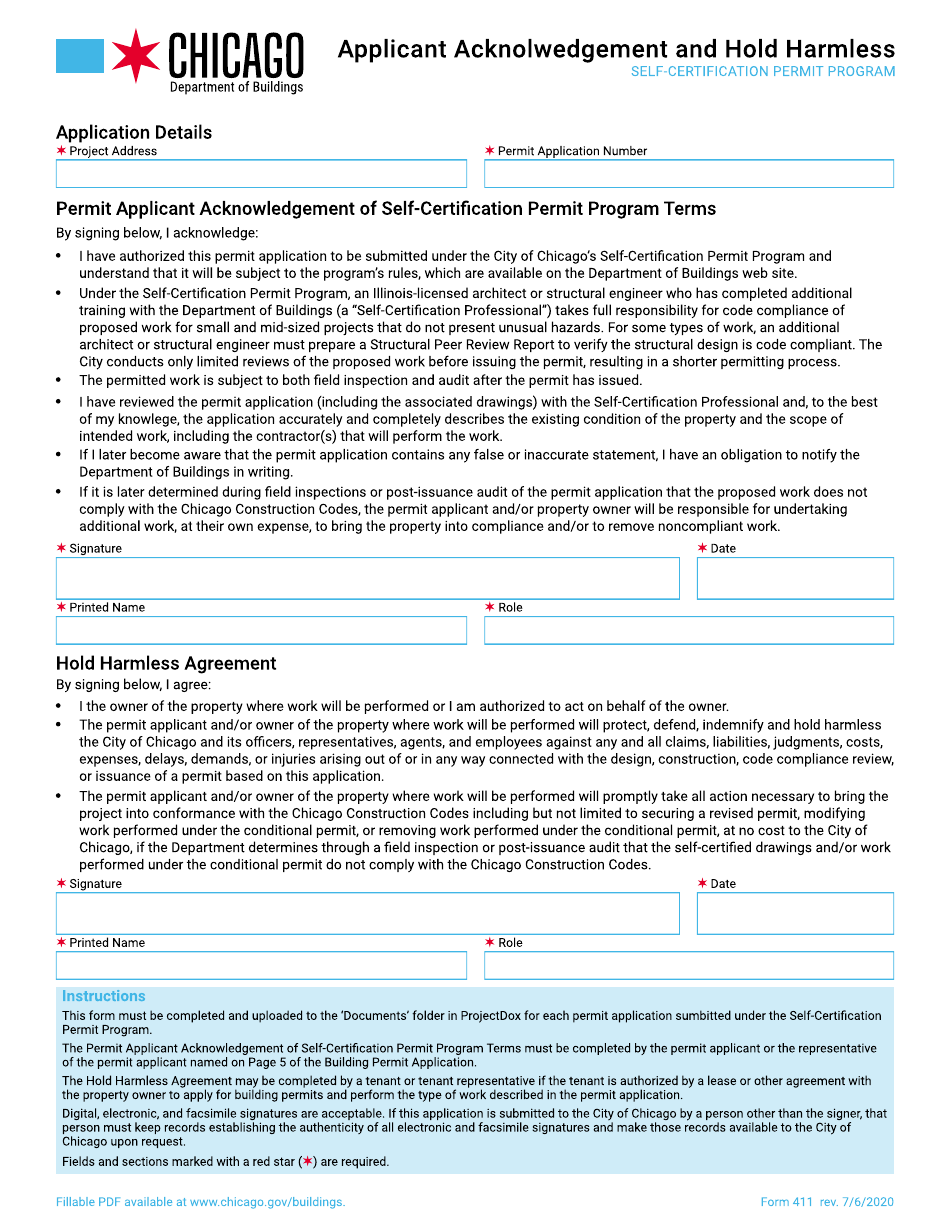 Form 411 - Fill Out, Sign Online and Download Fillable PDF, City of ...