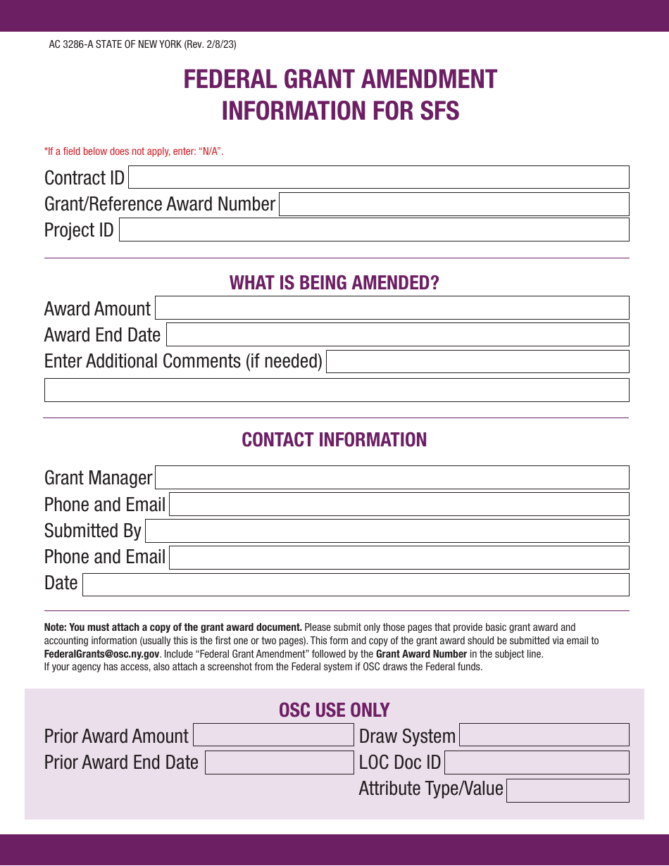 Form AC3286-A Download Fillable PDF or Fill Online Federal Grant ...
