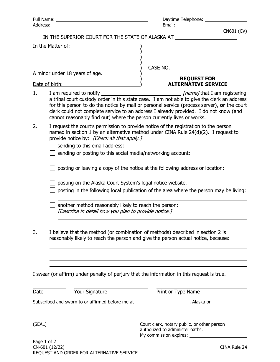 Form CN-601 - Fill Out, Sign Online and Download Fillable PDF, Alaska ...