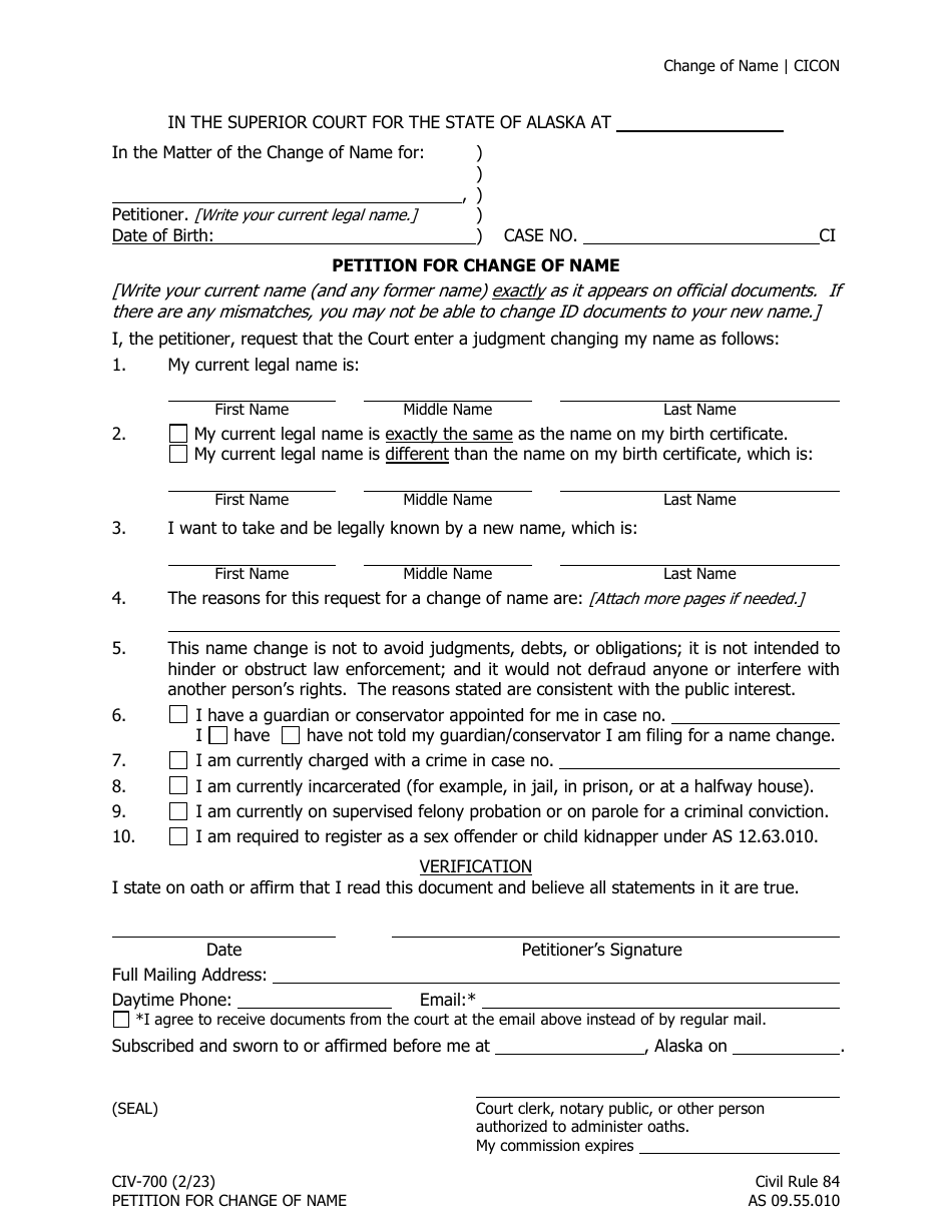 Form CIV-700 - Fill Out, Sign Online and Download Fillable PDF, Alaska ...