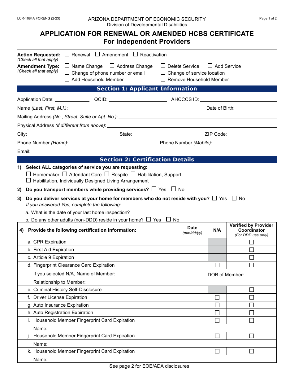 Form LCR-1084A - Fill Out, Sign Online and Download Fillable PDF ...