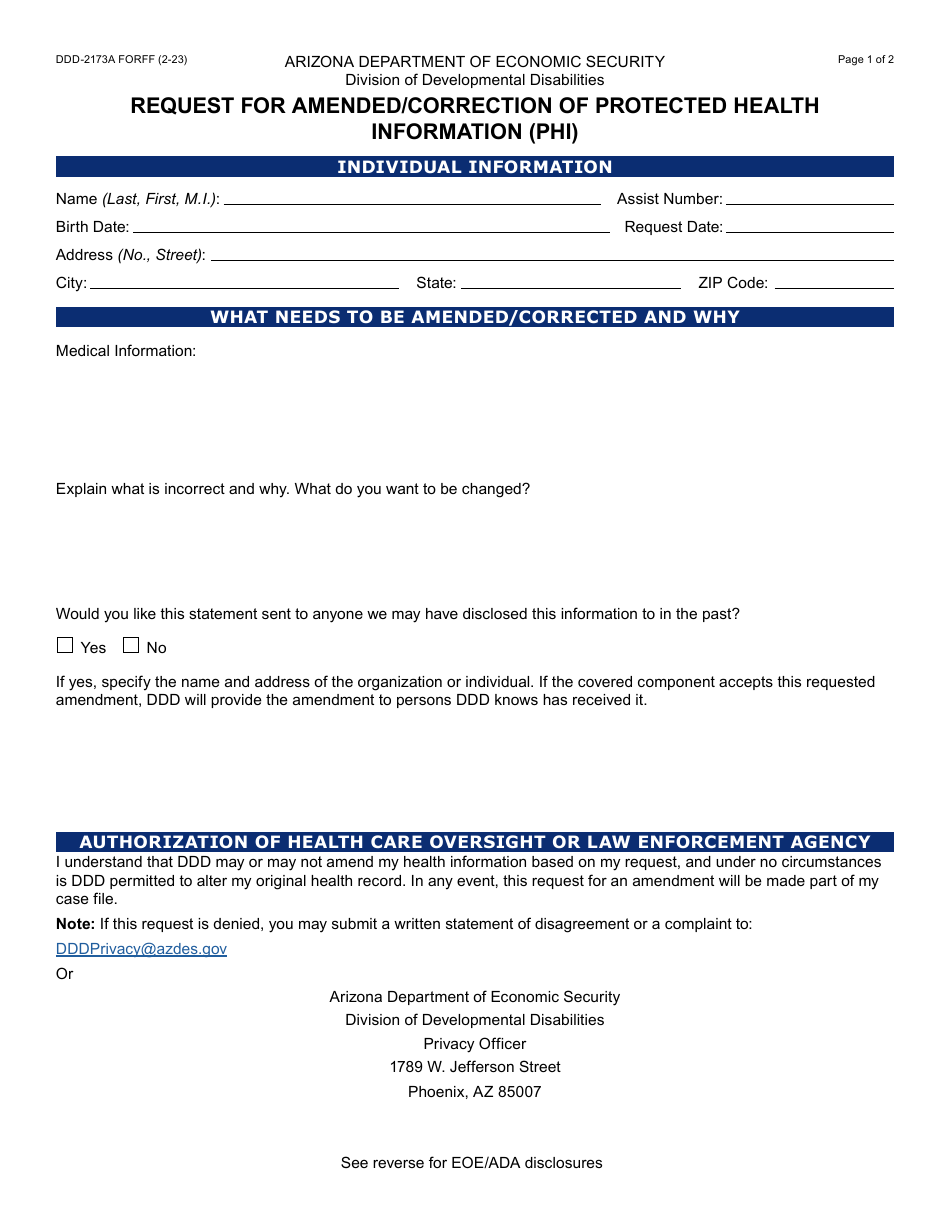 Form DDD-2173A - Fill Out, Sign Online and Download Fillable PDF ...