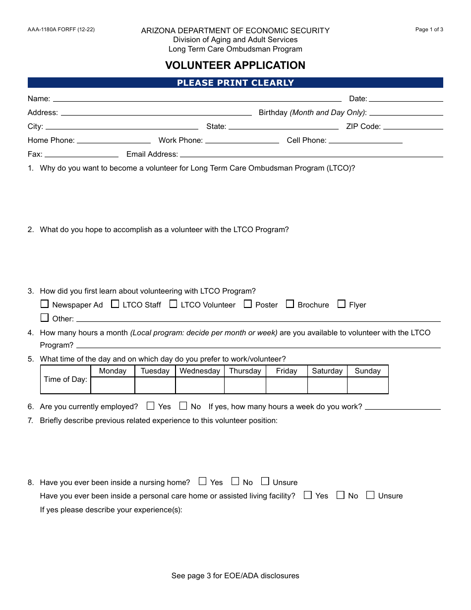Form AAA-1180A - Fill Out, Sign Online and Download Fillable PDF ...
